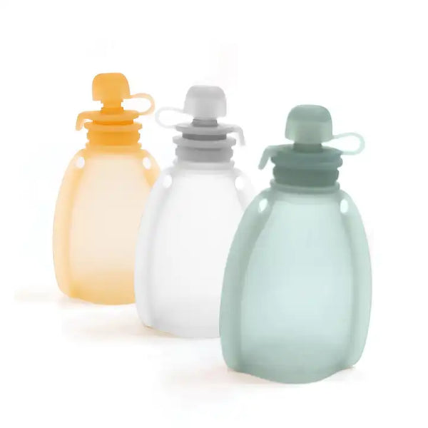 Silicone Baby Food Pouches (3-Pack) – 120ml Reusable, Freezer Safe & B ...